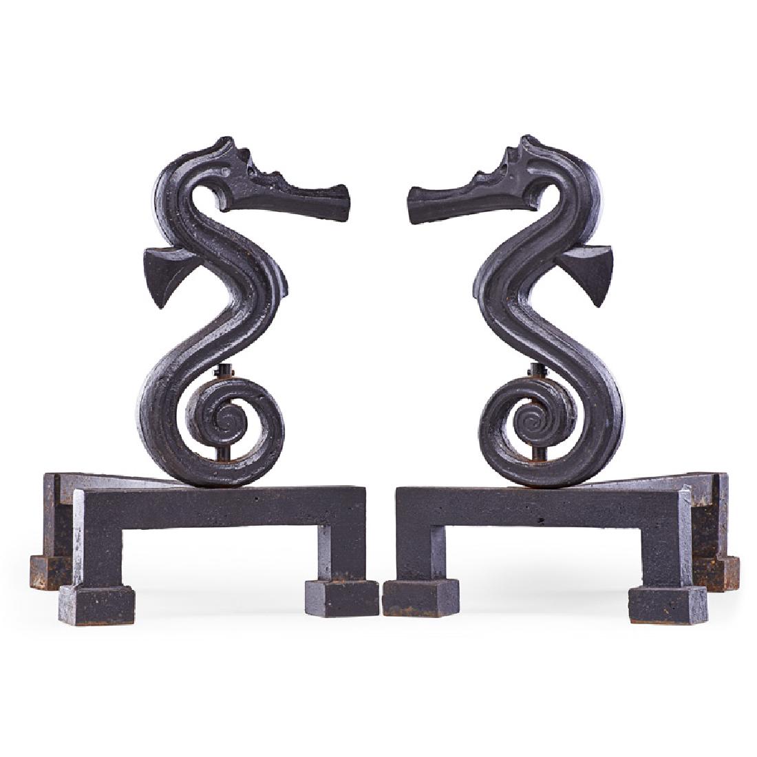 WILLIAM VAN ERP Rare seahorse andirons - Oct 18, 2014 | Rago Arts and ...