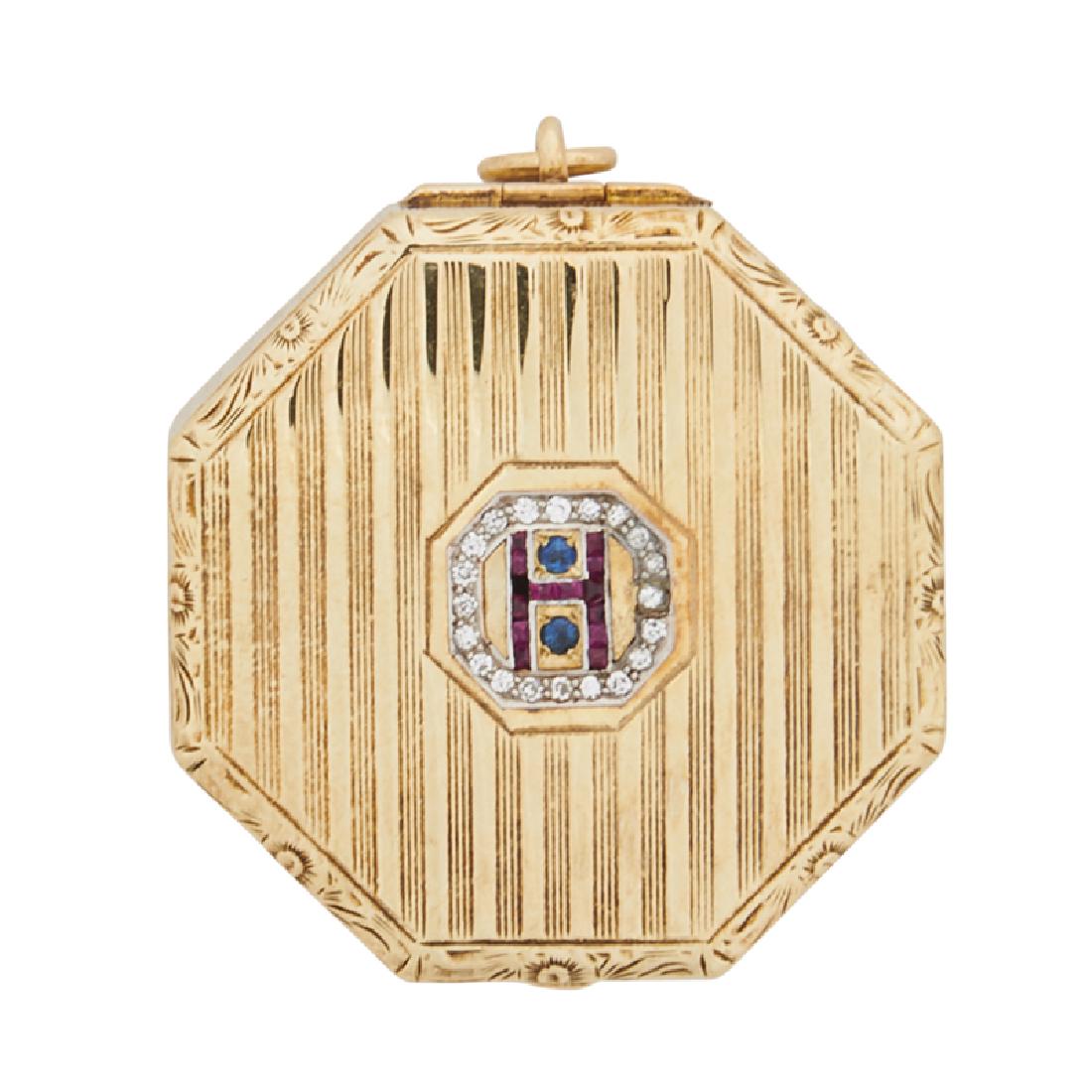 ANTIQUE JEWELED YELLOW GOLD BOX