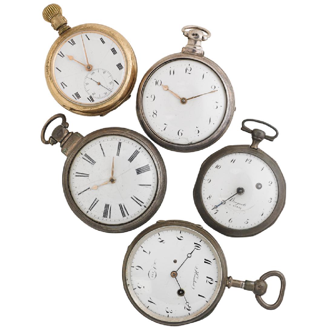FIVE CHAIN-DRIVEN POCKET WATCHES