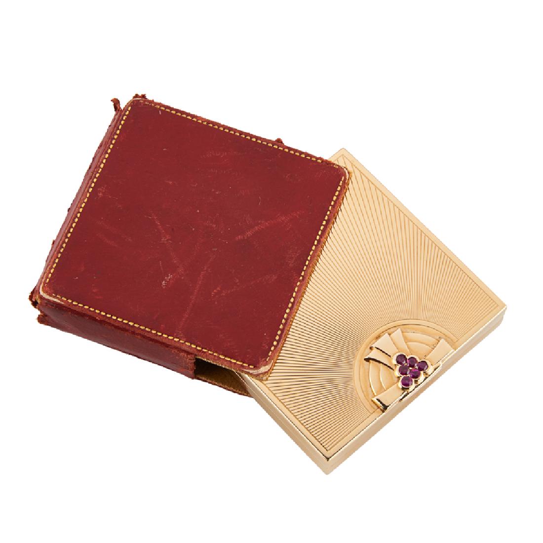 TIFFANY & CO. YELLOW GOLD & RUBY COMPACT