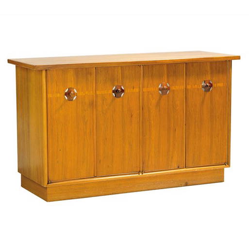 Modern Teak And Mahogany Four Door Server