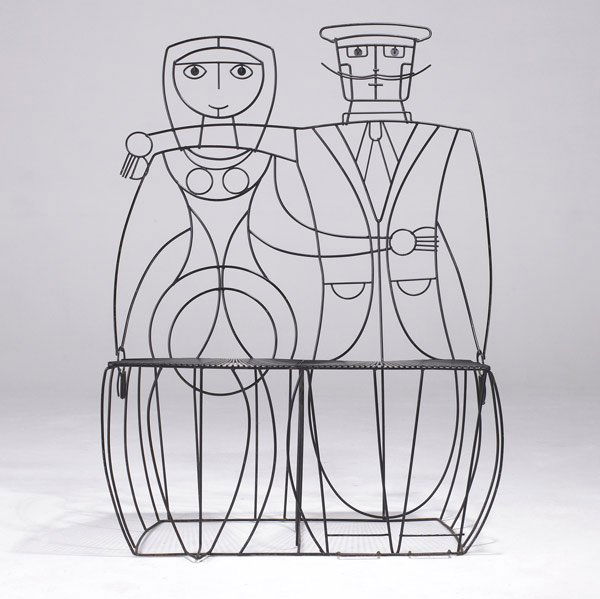 467: JOHN RISLEY Whimsical wire rod settee