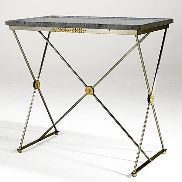 36: BRUSHED STAINLESS STEEL SERVING TABLE
