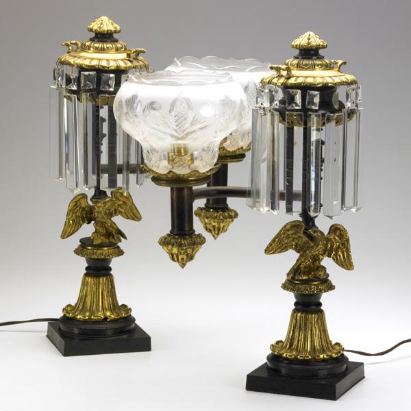 9: PAIR OF REPRODUCTION ARGAND LAMPS
