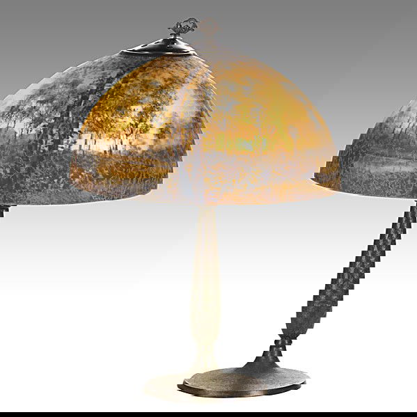 HANDEL; Reverse-painted table lamp - Oct 01, 2010 | Rago Arts and ...