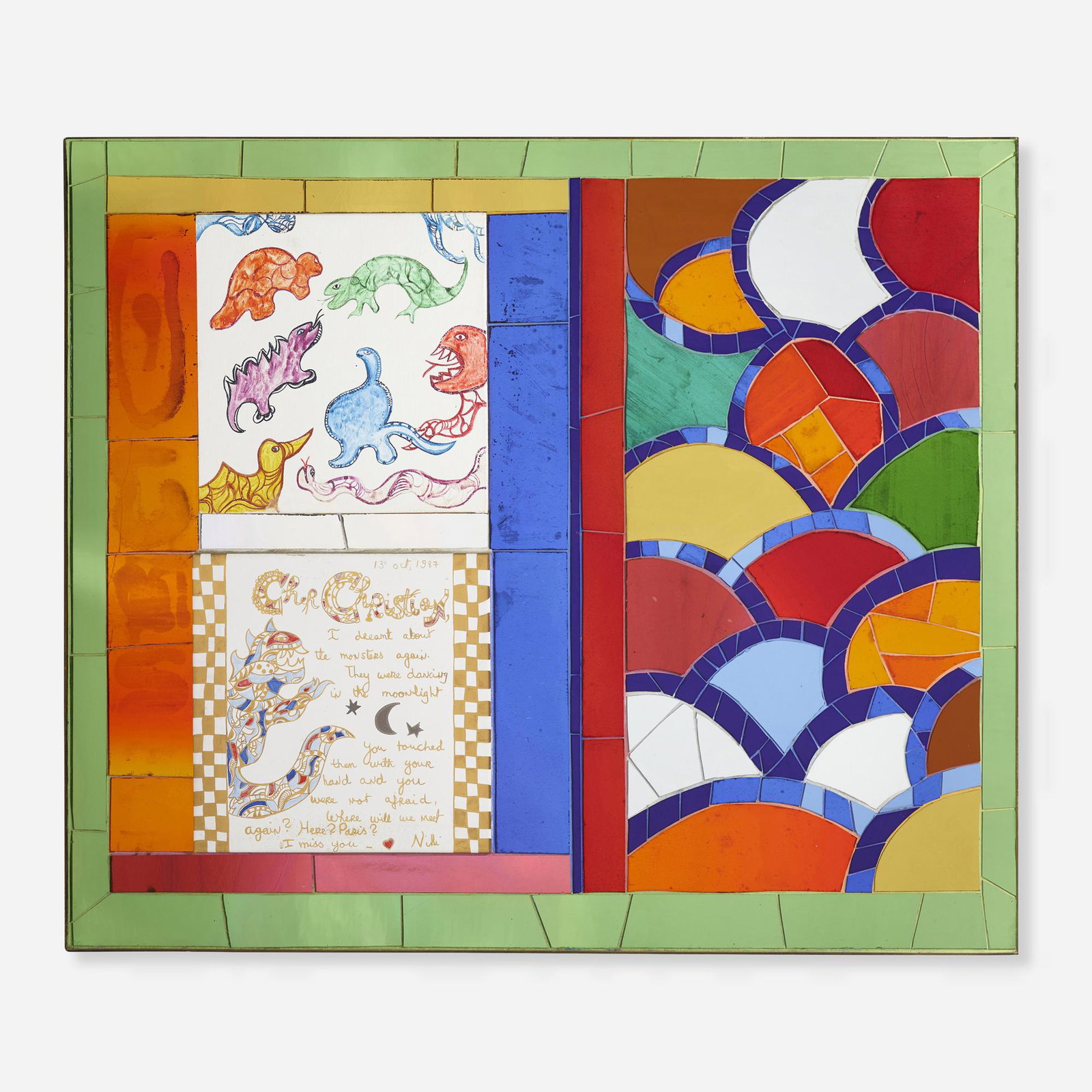 Niki De Saint Phalle, Two Panel Art With Animals
