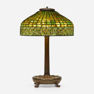 Tiffany Studios 16" Greek Key Lamp.
