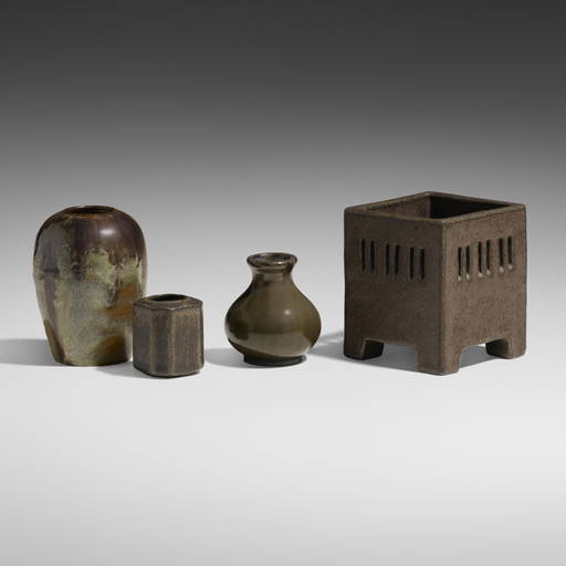 Fulper Pottery, Collection of four vases (#0223) on Feb 28, 2023 | Rago ...