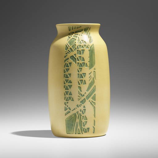 Overbeck Pottery, Vase With Stylized Pine Cones