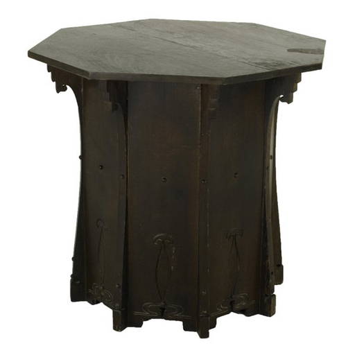 Style Of Charles Rohlfs; Octagonal Lamp Table With