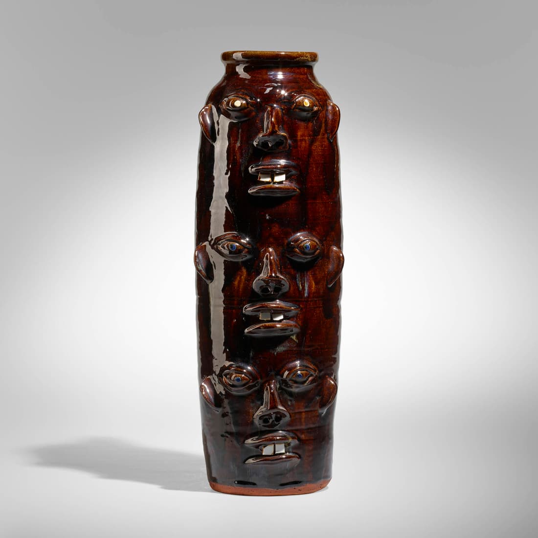 Walter Fleming, Totemic Jar With Faces Auction