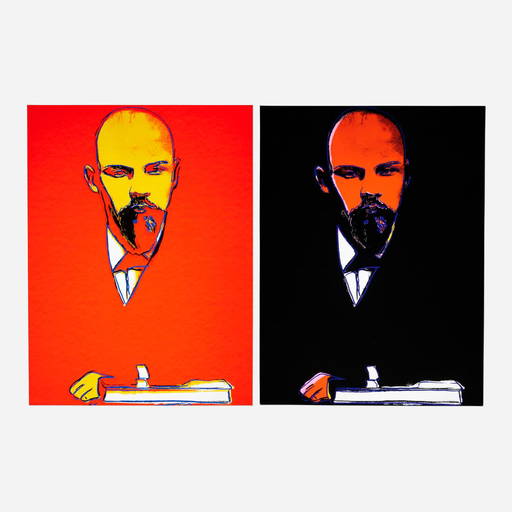 After Andy Warhol, Black Lenin; Red Lenin (two Works)