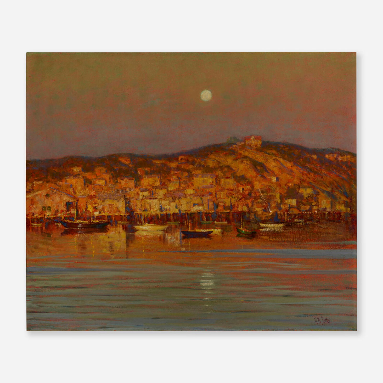 George Sotter, Moonrise At Sunset, Gloucester Auction