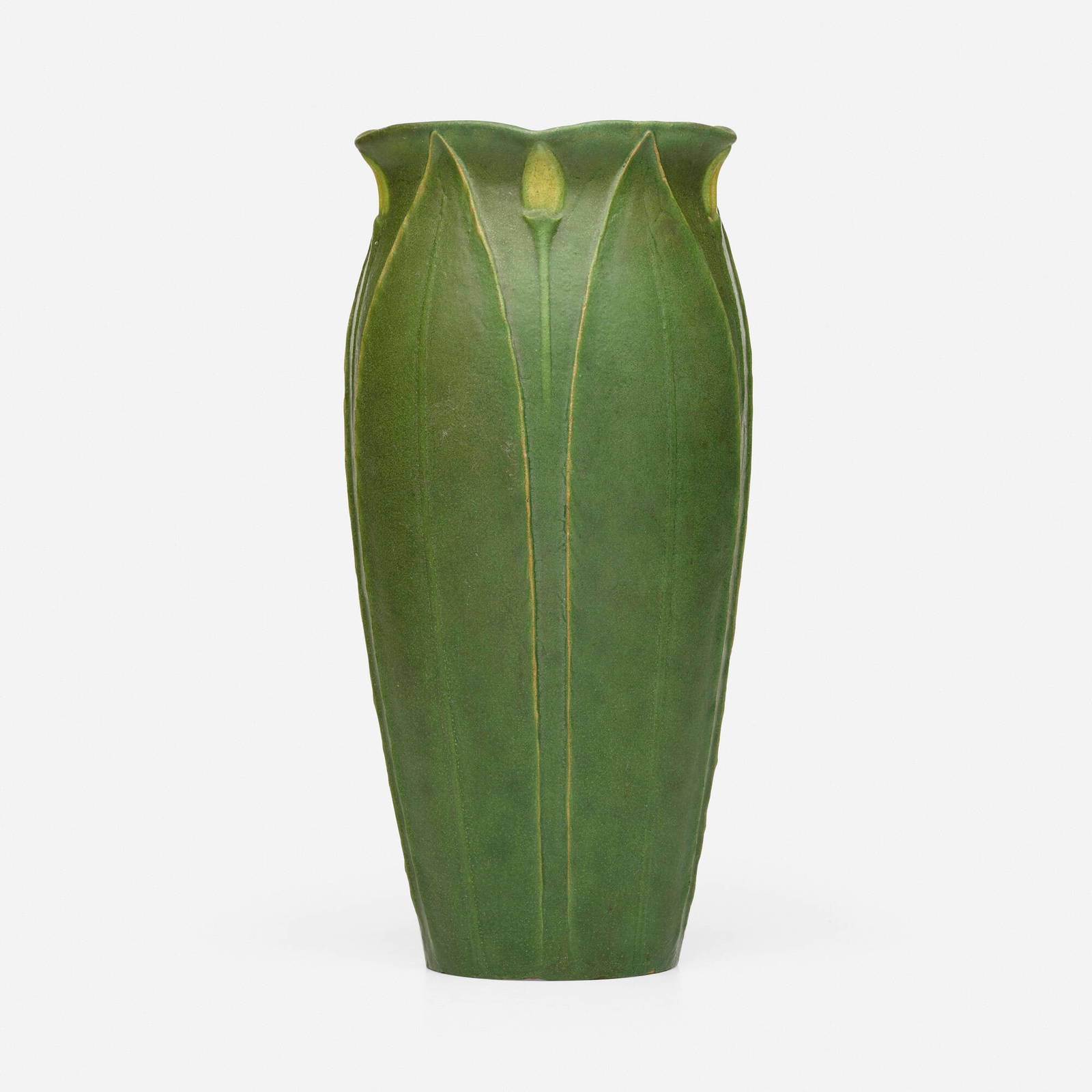 Ruth Erickson For Grueby Faience Company, Vase With Leaves And Buds Auction