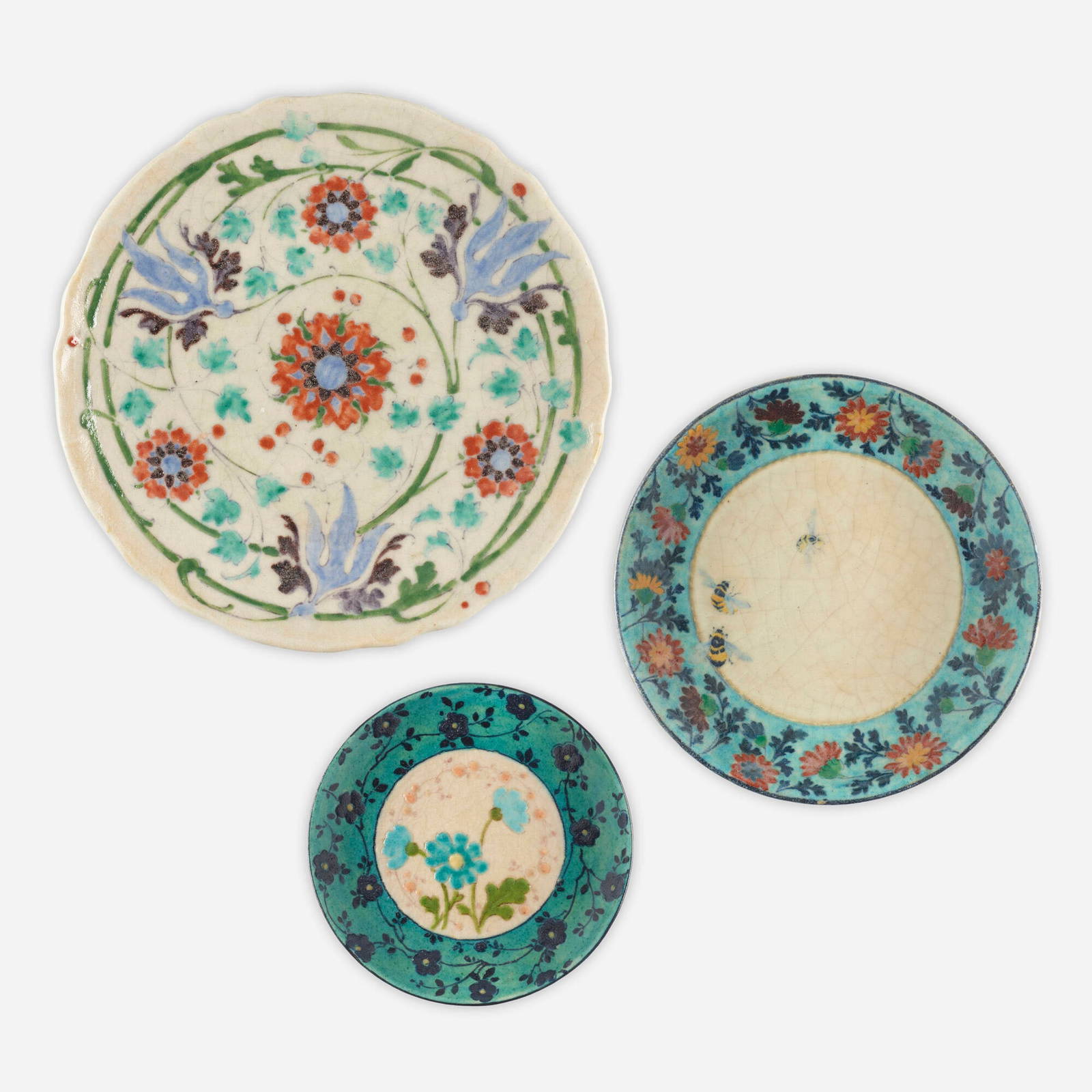 Albert-louis Dammouse, Collection Of Three Floral Plates Auction