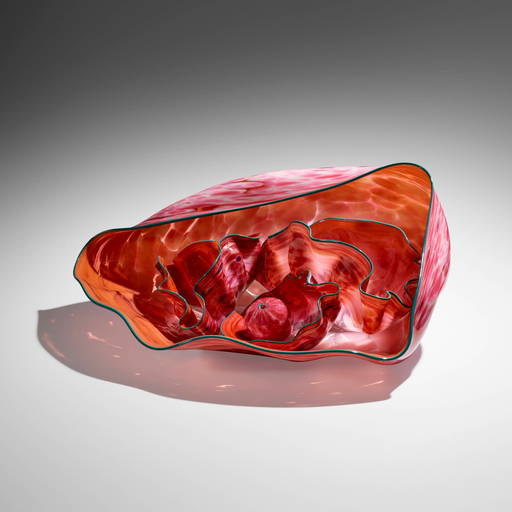 Dale Chihuly, Orange Macchia Set With Green Lip Wraps