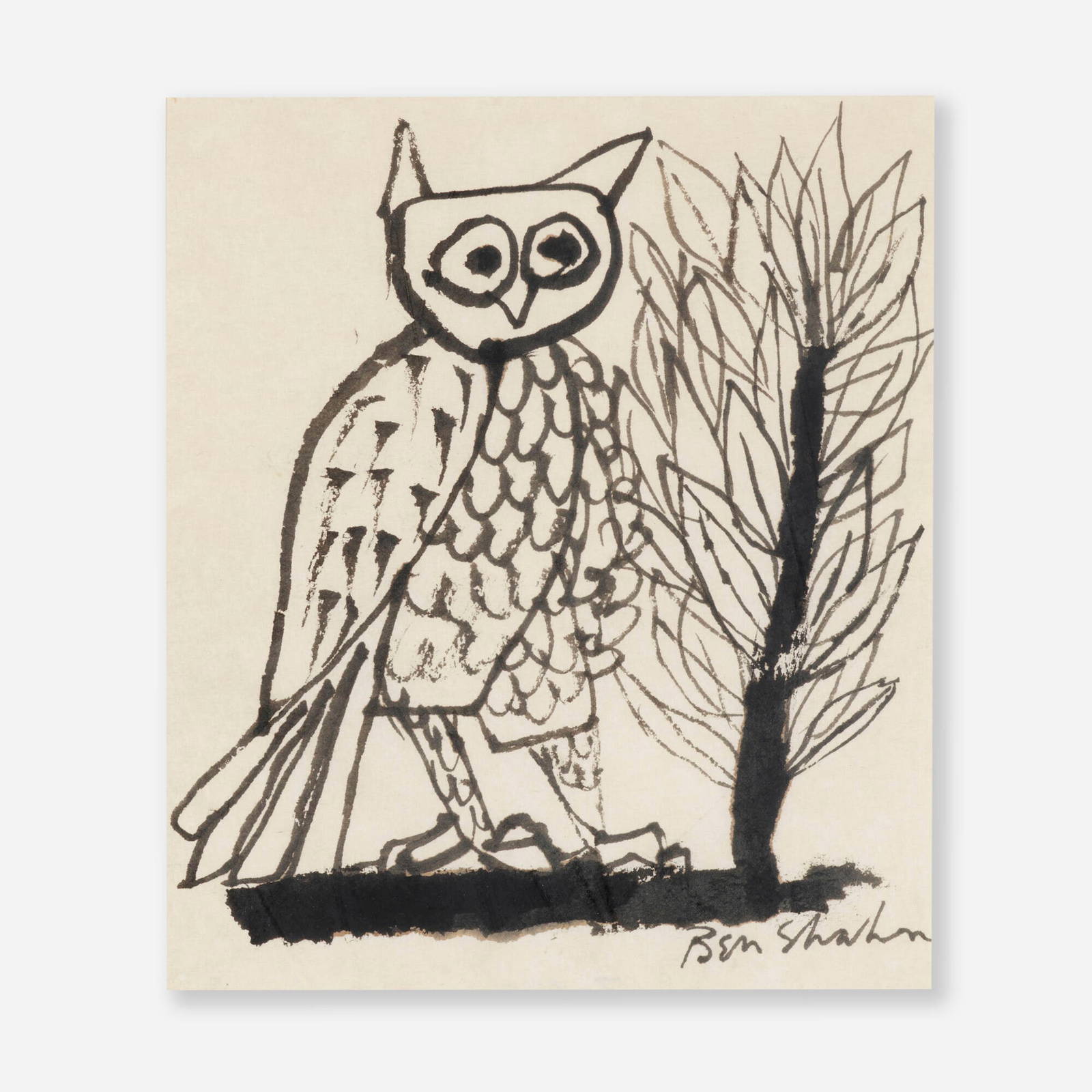 Ben Shahn, Owl With Tree Auction