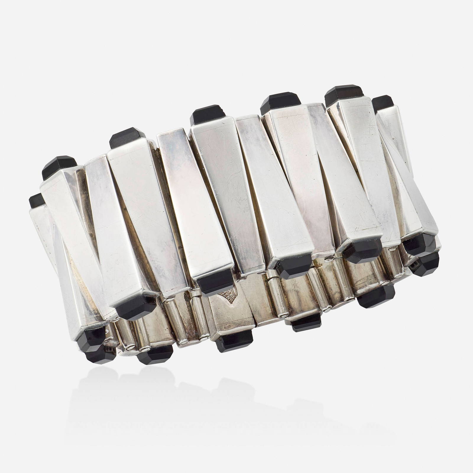 Antonio Pineda, 'matchstick' Sterling Silver And Obsidian Bracelet Auction