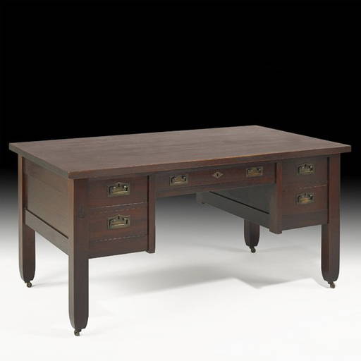 Roycroft Mahogany Five Drawer Desk