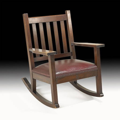 Roycroft Slatted Mahogany Rocker
