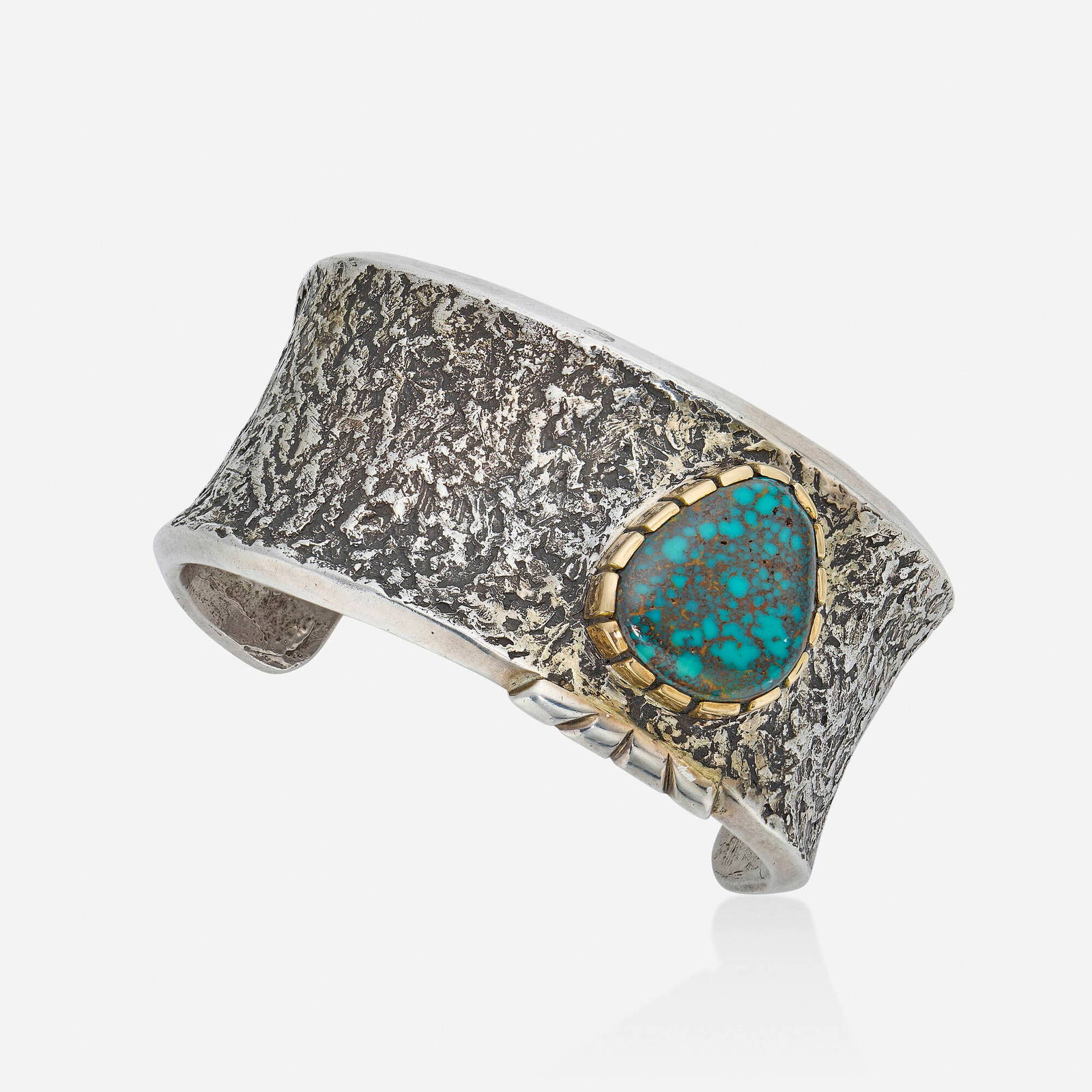In The Manner Of Charles Loloma, Turquoise, Silver, And Gold Cuff ...