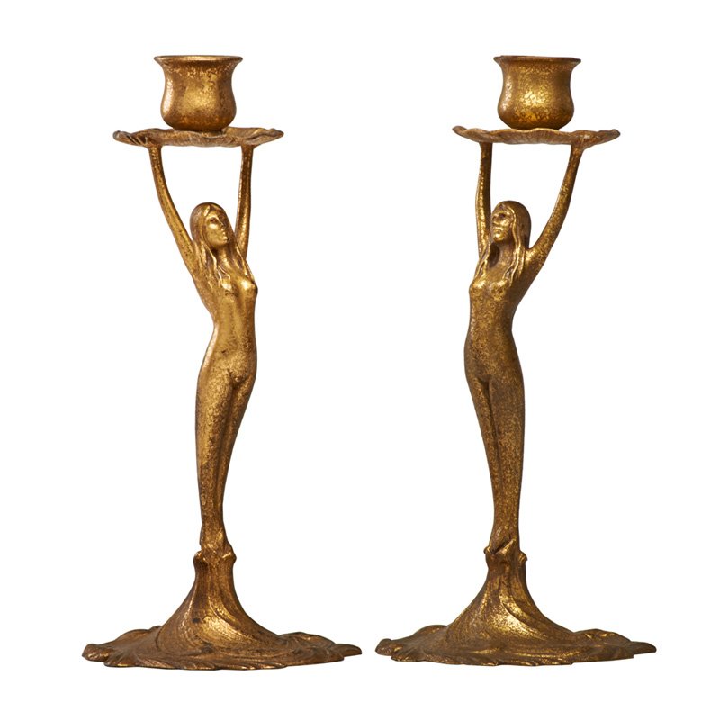 TIFFANY STUDIOS Two figural candlesticks - Oct 18, 2014 | Rago Arts and ...