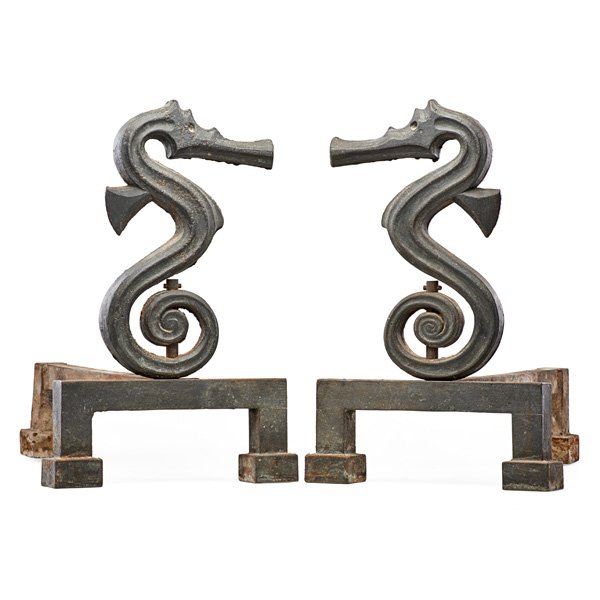 WILLIAM VAN ERP Rare seahorse andirons - Oct 18, 2014 | Rago Arts and ...