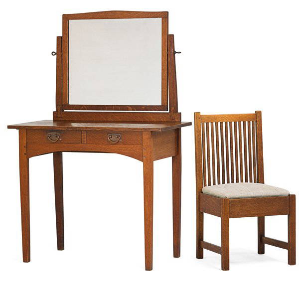 Gustav Stickley Vanity With Chair - Oct 17, 2015 | Rago In Nj