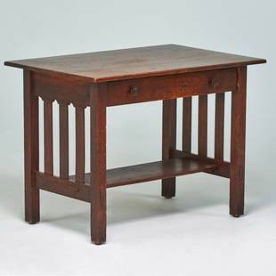 Stickley Brothers Quarter Sawn Oak Library Table