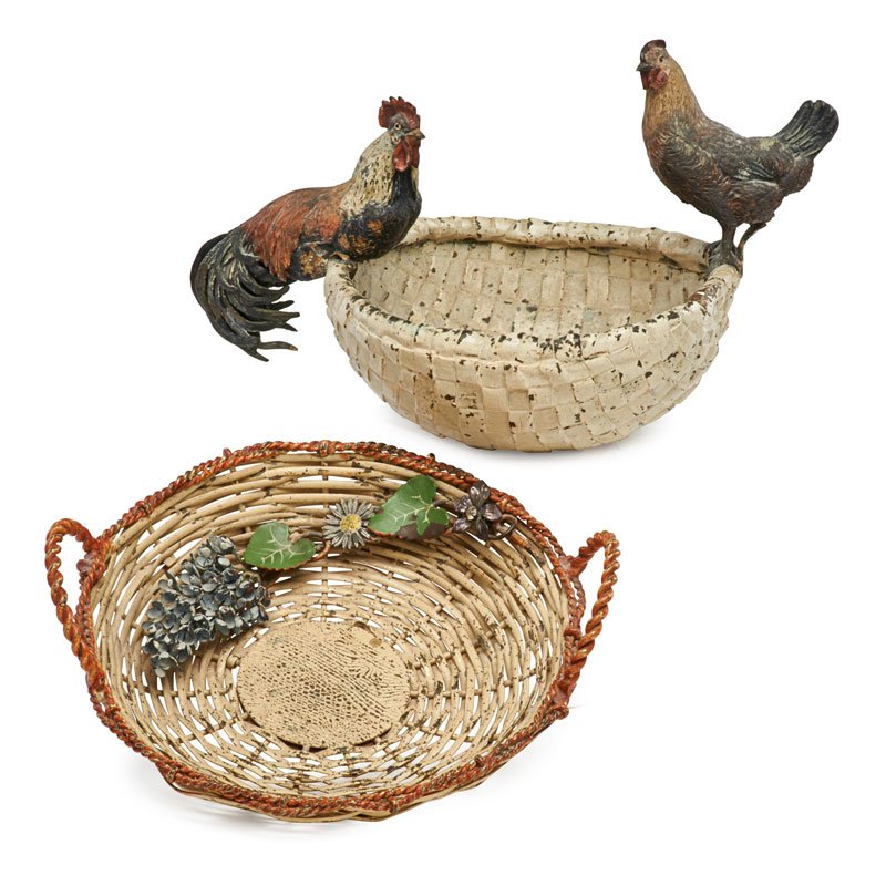 AUSTRIAN PAINTED BRONZE BASKETS