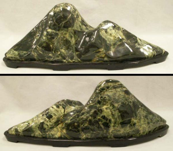 1010: CHINESE CARVED GREENSTONE SCHOLAR'S MOUNTAIN