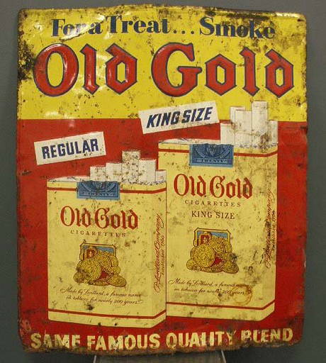 Vintage Litho Steel "old Gold Cigarettes" Sign