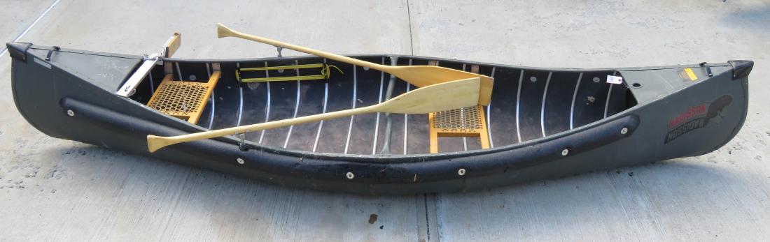 RADISSON ALUMINUM 12P CANOE, 12' WITH PADDLES AND MOTOR