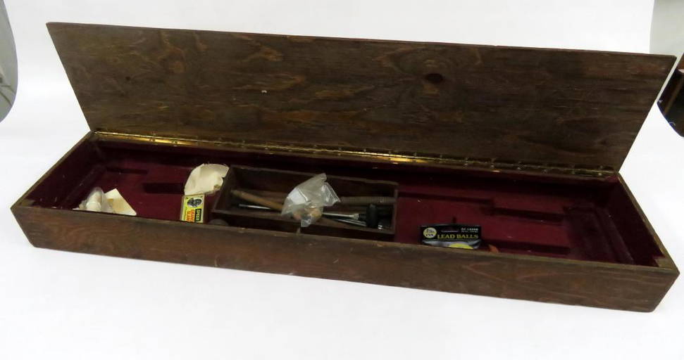 Plywood Box Containing Musket Balls, Patches, Etc.
