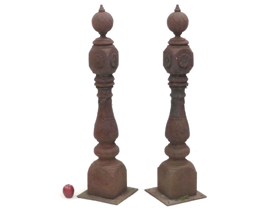 PAIR CAST IRON FENCE POSTS, 19TH CENTURY. HEIGHT 50"