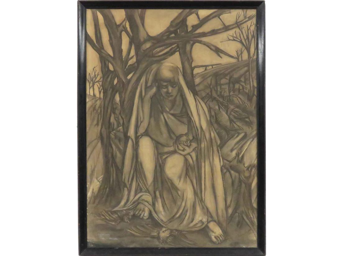 HILDA WEBER KATZ (AMERICAN 1909-), CHARCOAL ON PAPER,