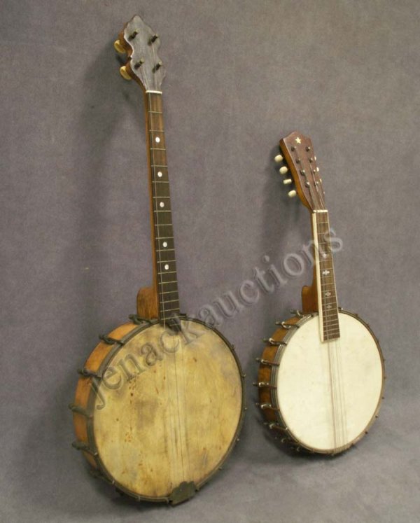 24: LOT (2) VINTAGE OLIVER DITSON TENOR BANJO