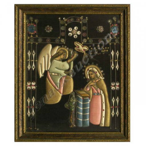 Continental Icon, Virgin Mary, Silk Stump Work