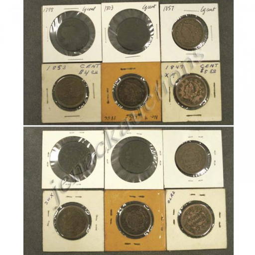 Lot (6) Assorted U.s. Large Cent Coins