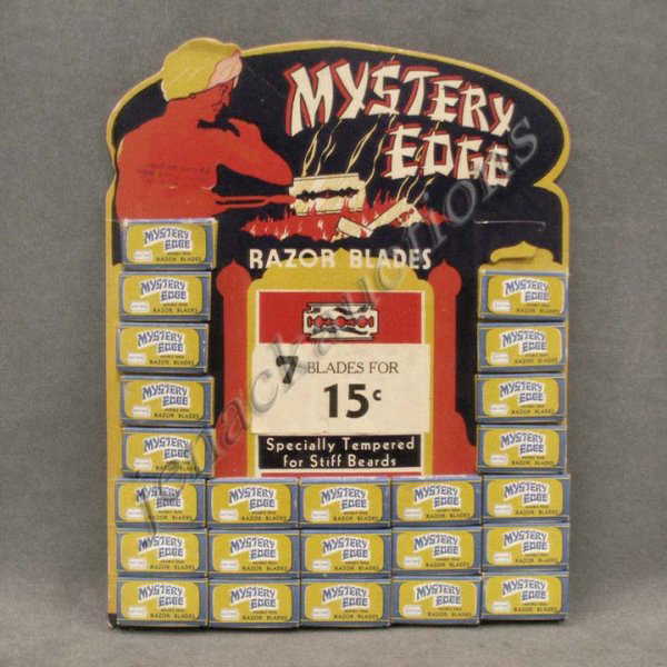 38: VINTAGE "MYSTERY EDGE" RAZOR BLADES COUNTER DISPLAY