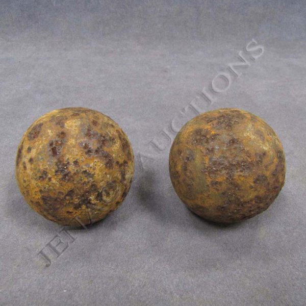 186: LOT (2) 2-POUND SOLID SHOT CANNON BALLS