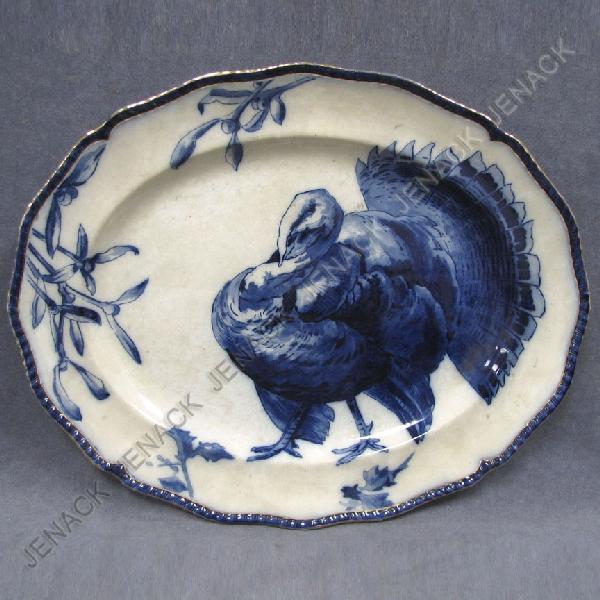 189: DOULTON BURSLEM FLOW BLUE TURKEY PLATTER