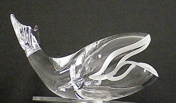 Steuben Glass Whale, Signed