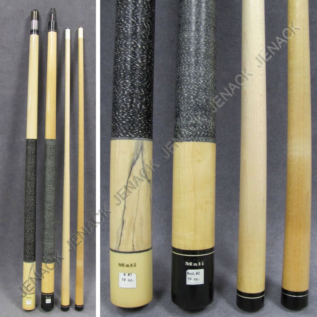 42: LOT (2) MALI MODEL #1 & #2 BLONDE MAPLE POOL CUES