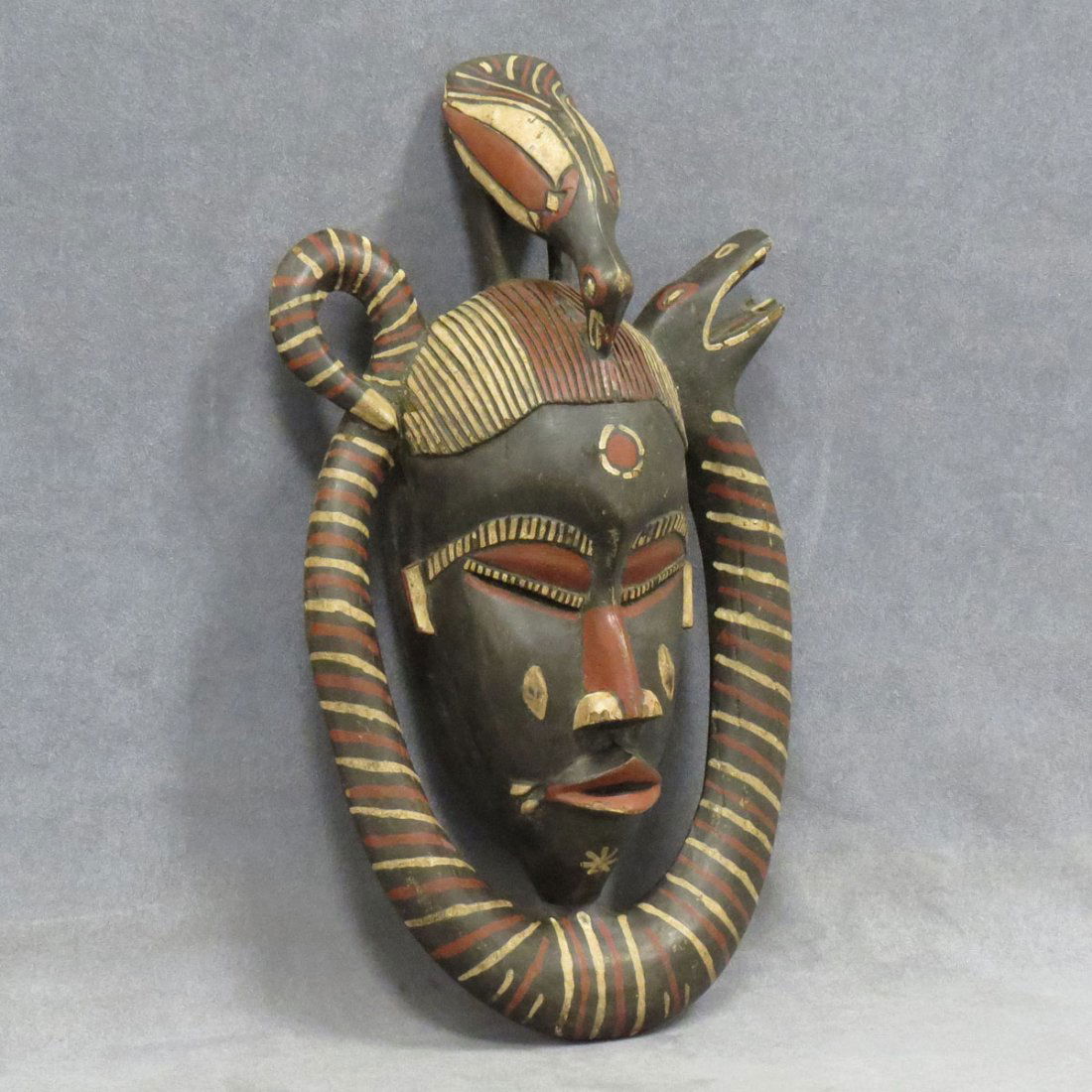 VINTAGE GURO, IVORY COAST WOOD SNAKE CULT MASK
