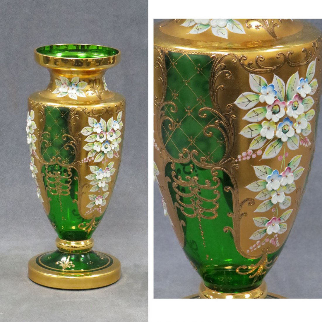 Bohemian Green Emerald Glass Vase Jan 26 2014 William J Jenack