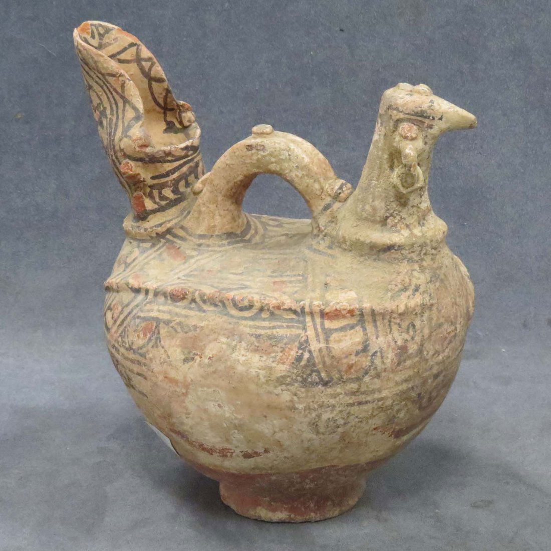 Ancient Zoomorphic Decorated Pottery Vessel