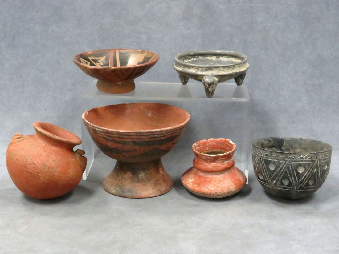 LOT (6) ASSORTED PRE-COLUMBIAN POTTERY