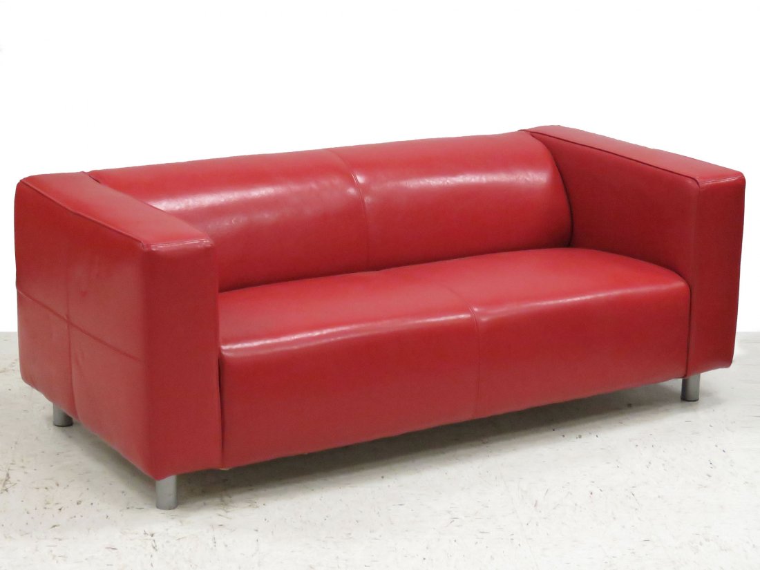 CONTEMPORARY RED LEATHER SOFA