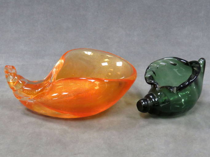 Lot (2) Murano Glass Shell Form Bowls